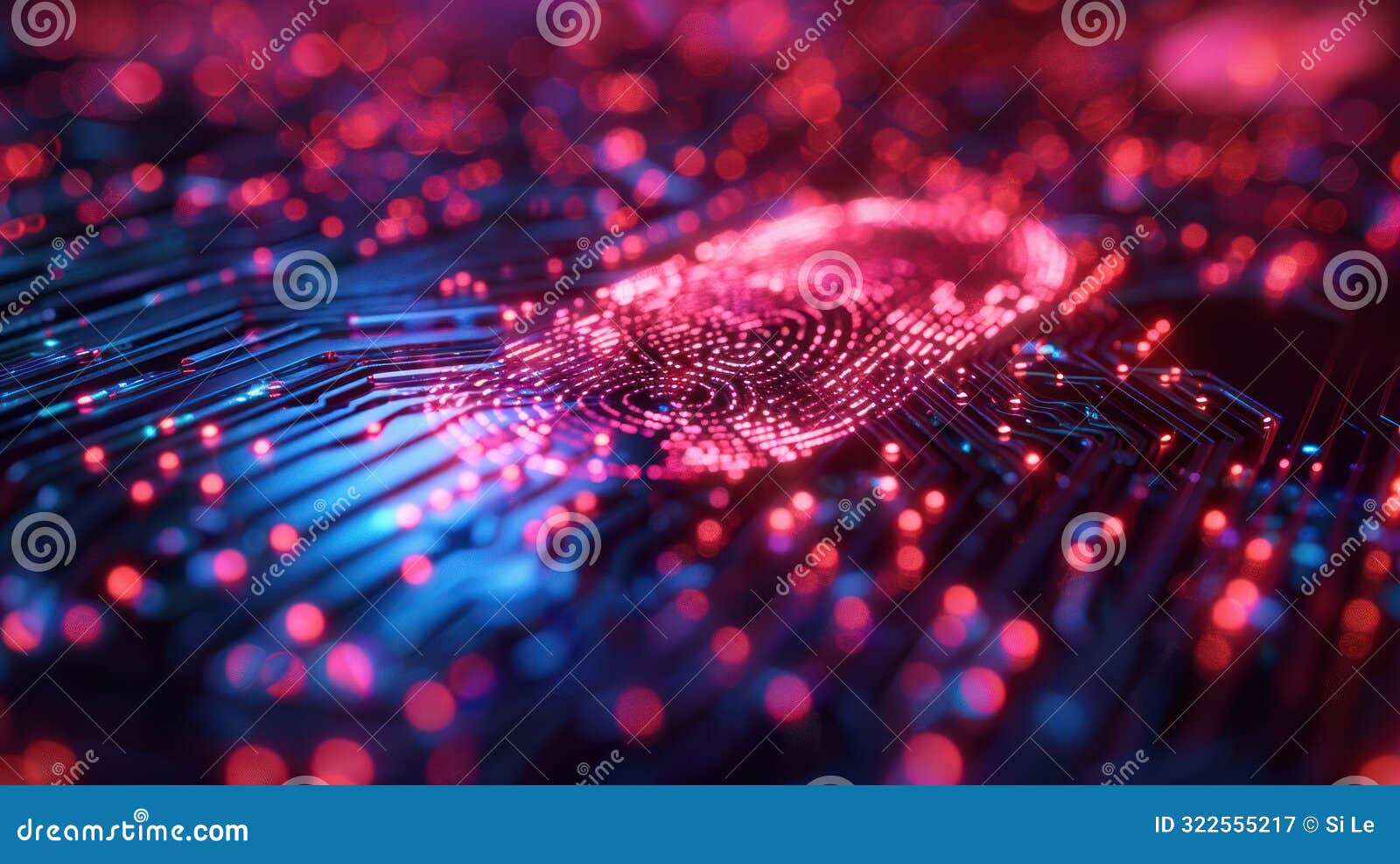 Futuristic Cyber Security System with Fingerprint Technology on Neon ...