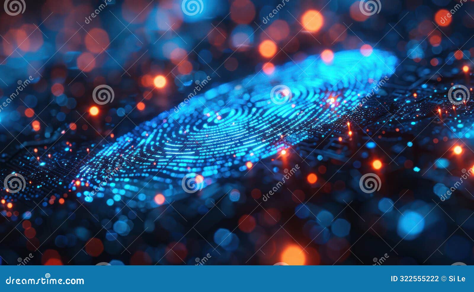 Futuristic Cyber Security System with Fingerprint Technology on Neon ...