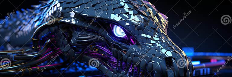Futuristic Cyber Snake a Wires and Microcircuits Serpent Slithering on ...