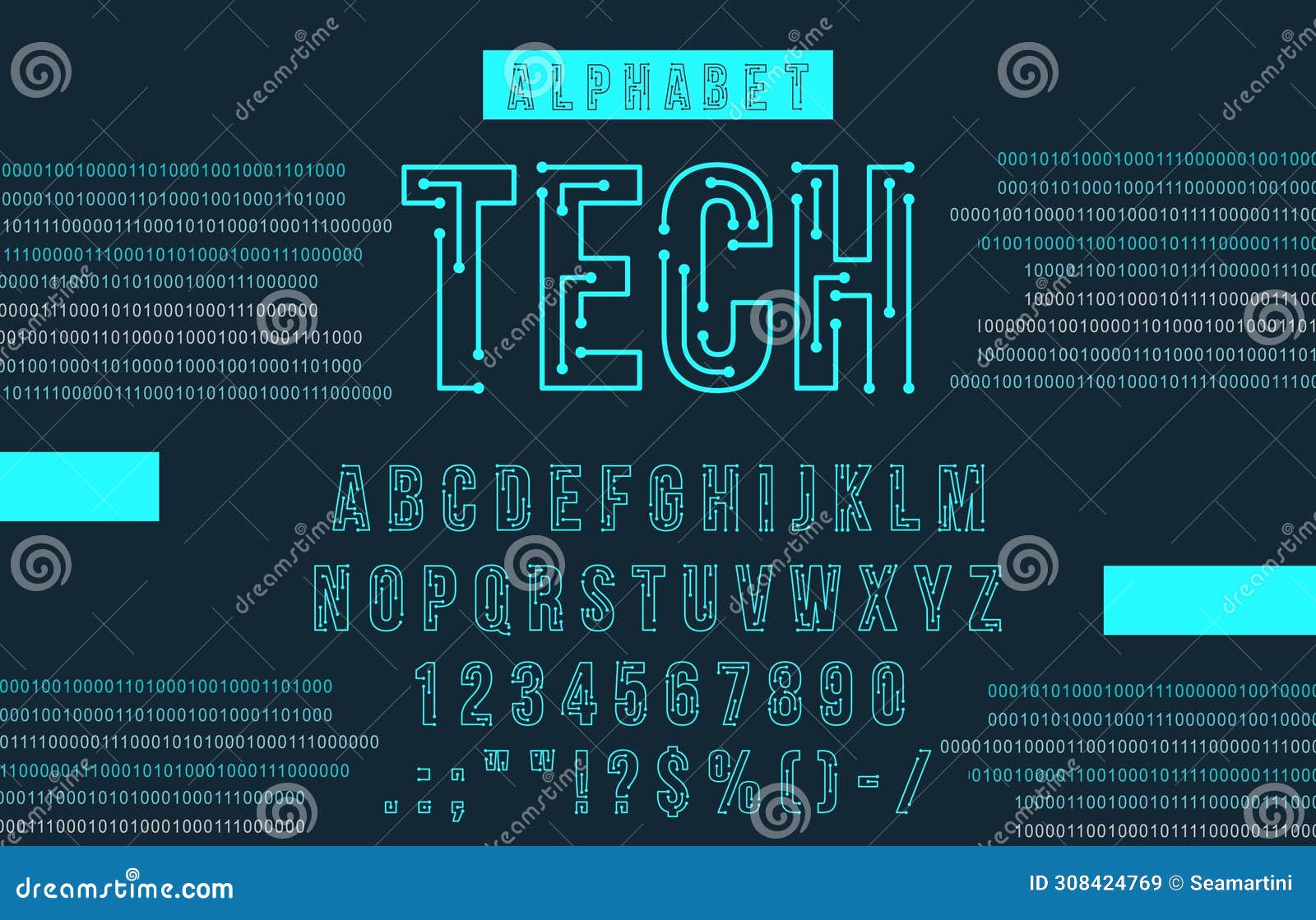 Futuristic Cyber Tech Font, Modern Neon Typeface Stock Vector ...