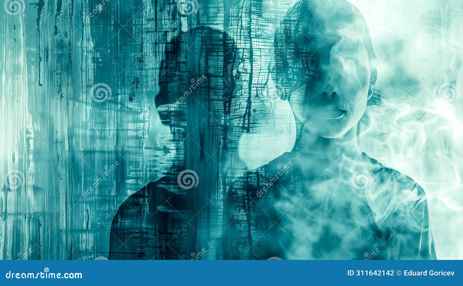 Futuristic Cybernetic Beings with Digital Overlay Stock Photo - Image ...