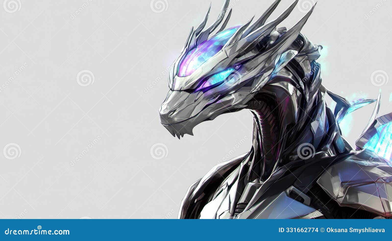 Futuristic Cybernetic Dragon with Neon Accents Stock Photo - Image of ...