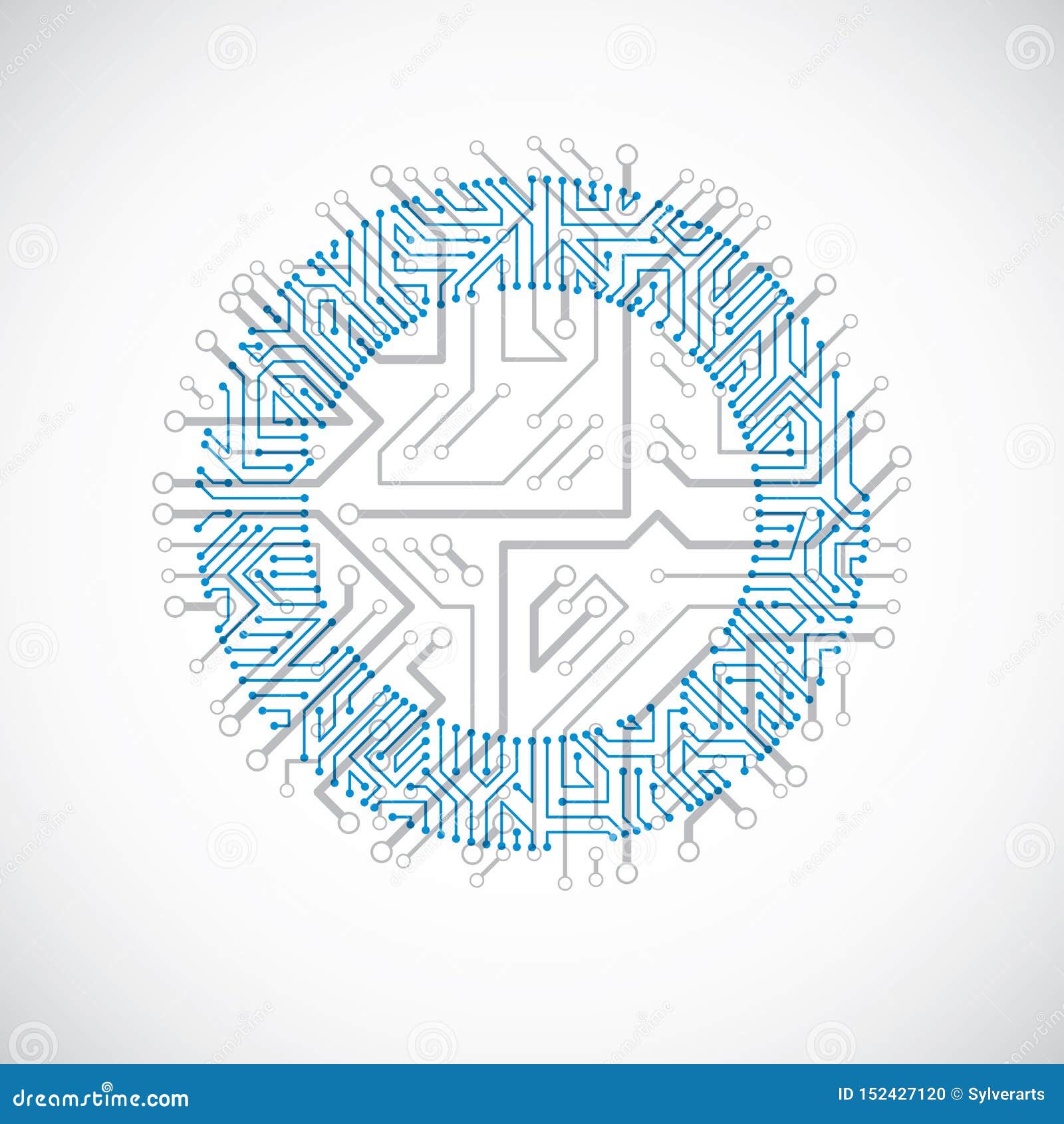 Futuristic Cybernetic Scheme, Vector Motherboard Blue Illustration ...