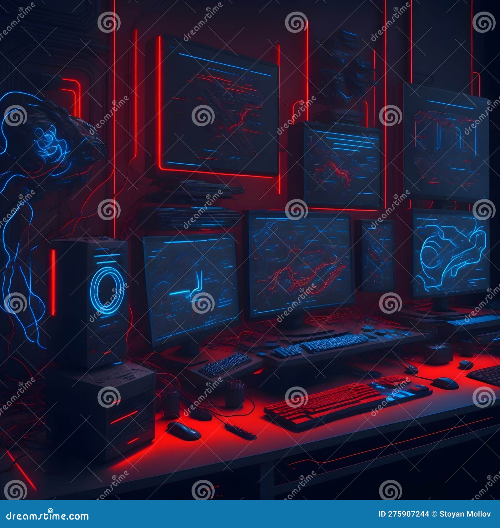 Futuristic Cyberpunk Blade Runner Computer Multiple Monitors Setup ... Futuristic Cyberpunk Blade Runner Computer Multiple Monitors Setup ...