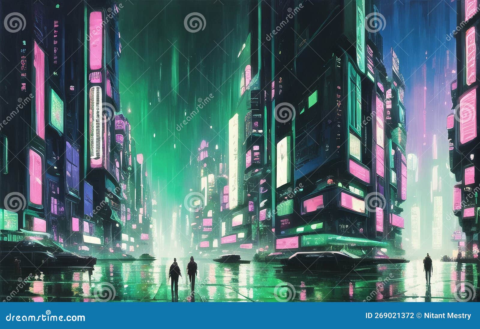 Futuristic City Night Anime