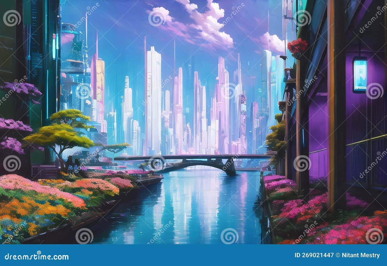Futuristic Cyberpunk City Background. Future Landscape Generative AI ...