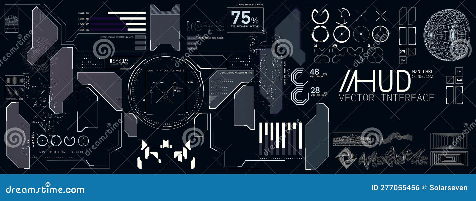 Futuristic Cyberpunk HUD UI Interface and Wireframe Elements Stock ...