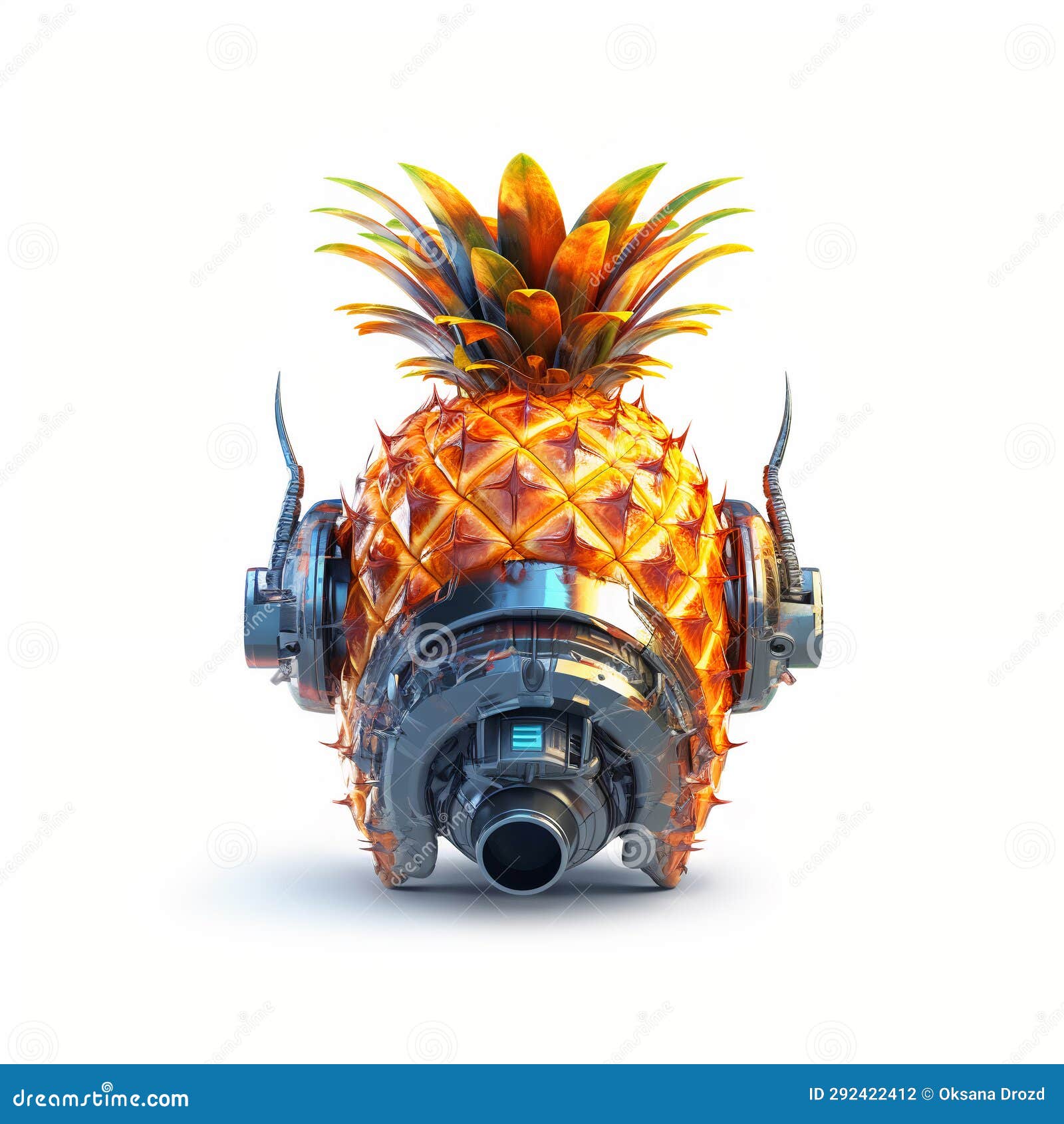 Futuristic Cyberpunk Realistic Pineapple Isolated On A White Background ...
