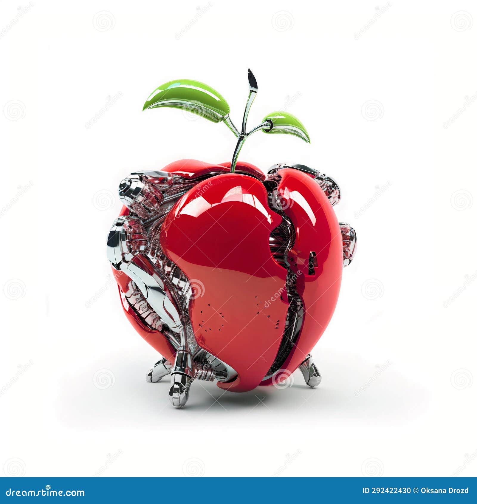 Futuristic Cyberpunk Realistic Red Apple Isolated on a White Background ...