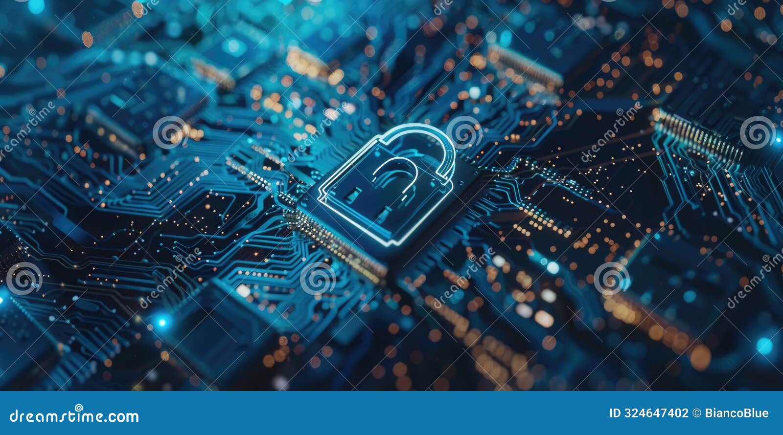 Futuristic Cybersecurity with Digital Lock on Circuit Board, Encryption ...