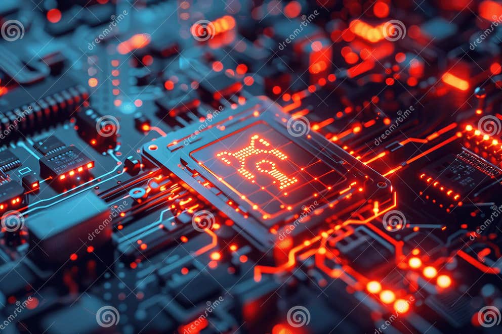 Futuristic Cybersecurity with Digital Lock on Circuit Board, Encryption ...