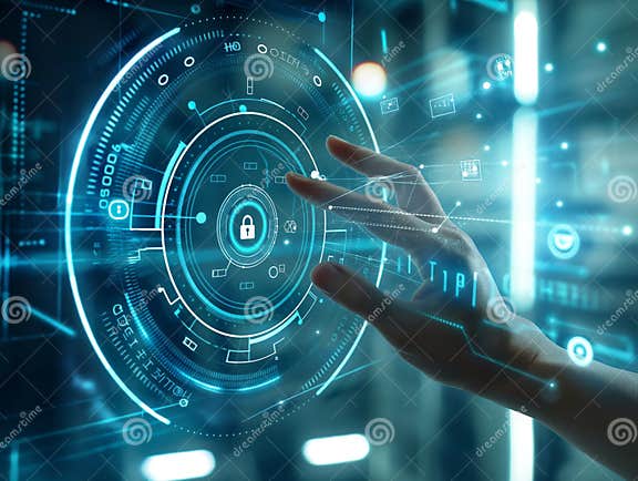 Futuristic Cybersecurity Interface Interaction Stock Image - Image of ...