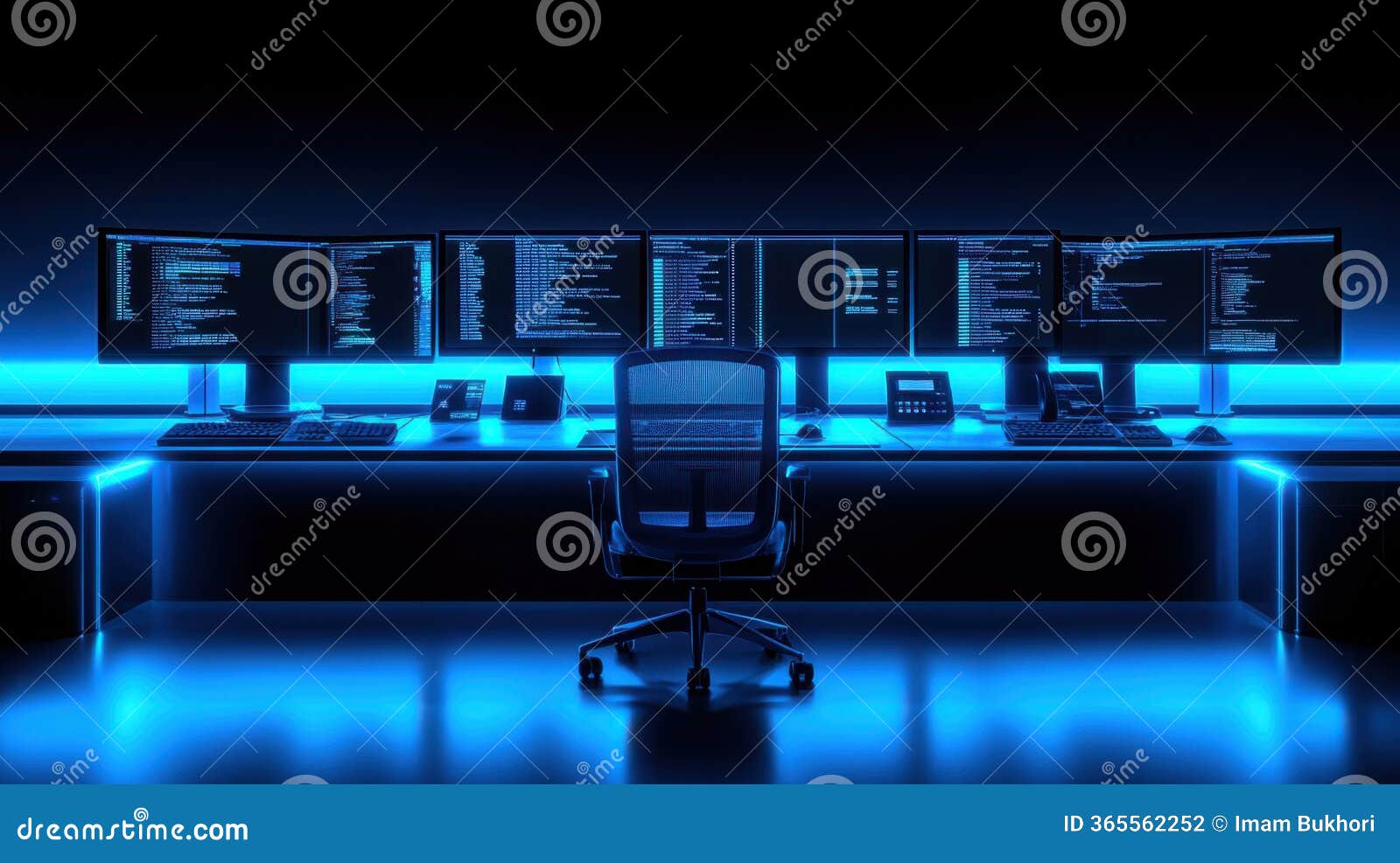 Cybersecurity Workstation With Code And Network Monitoring Royalty-Free ...