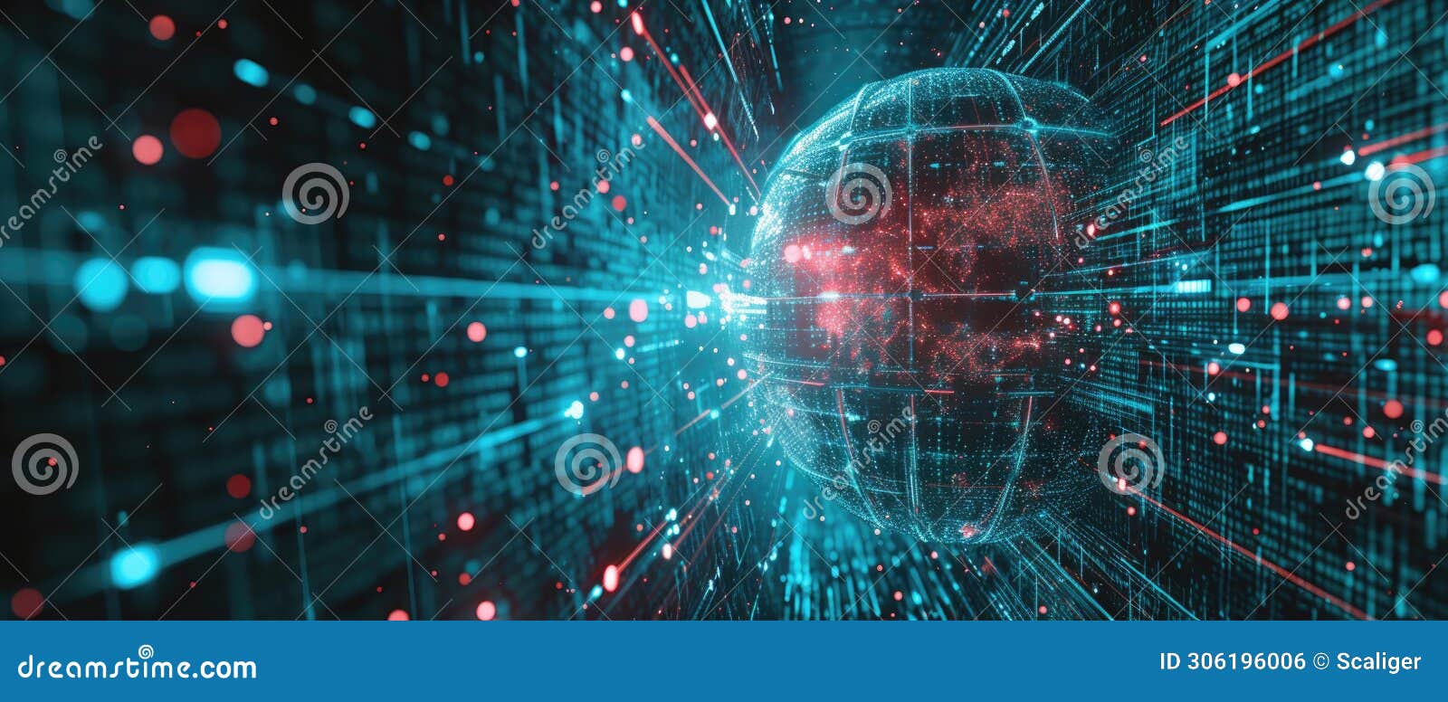 Futuristic Cyberspace Background, Cybersecurity Sphere in Abstract Dark ...