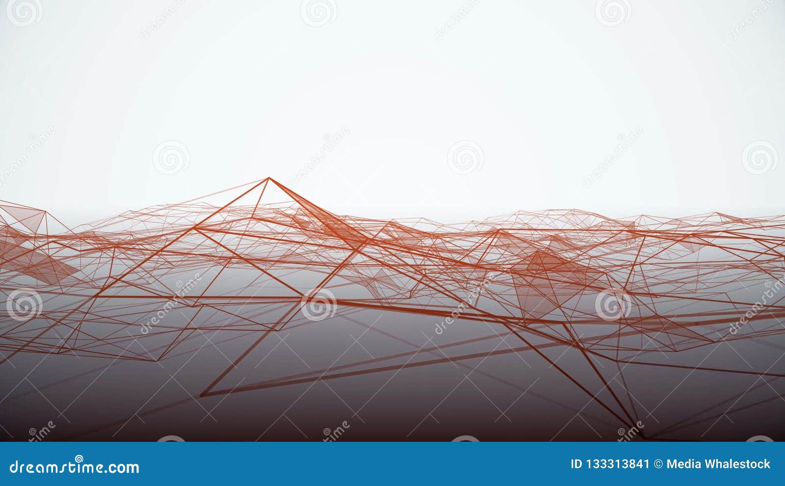Futuristic Cyberspace Grid Net Polygonal Wireframe Hilly Landscape ...