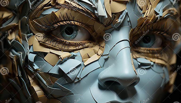 A Futuristic Cyborg with Abstract Patterns, Looking at the Camera ...