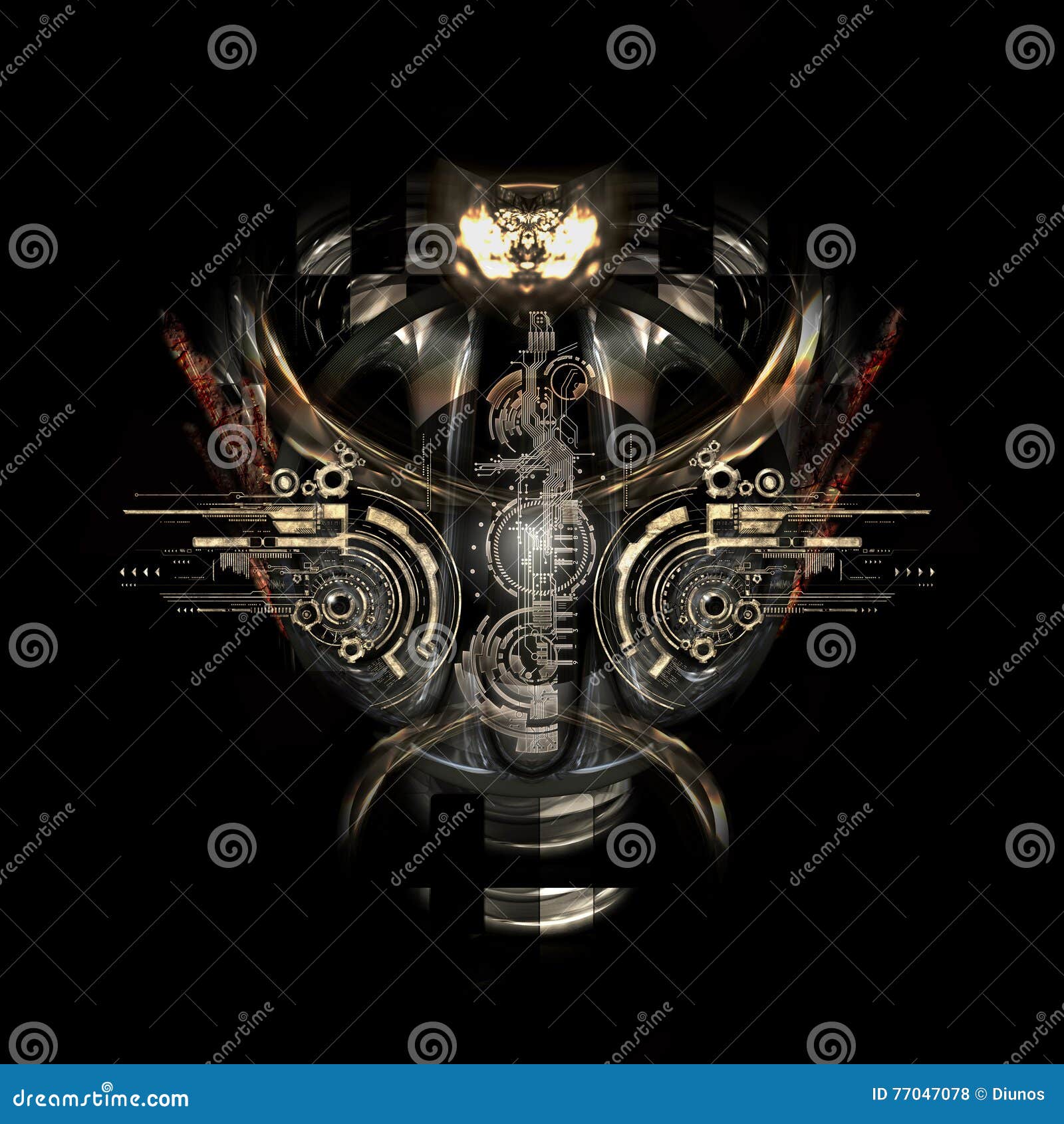 Futuristic Cyborg Face, 3D Illustration Stock Illustration ...