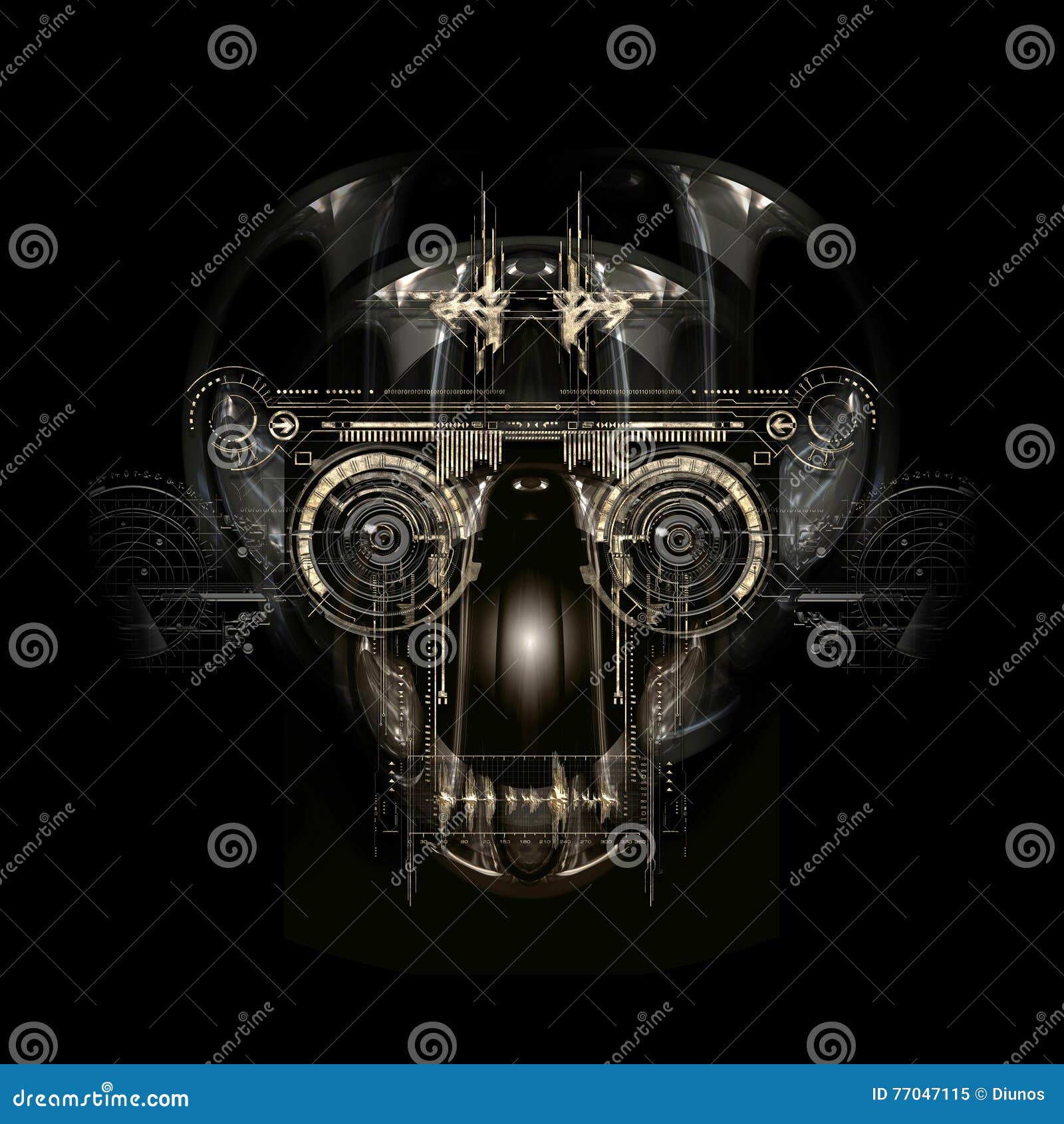 Futuristic Cyborg Face, 3D Illustration Stock Illustration ...