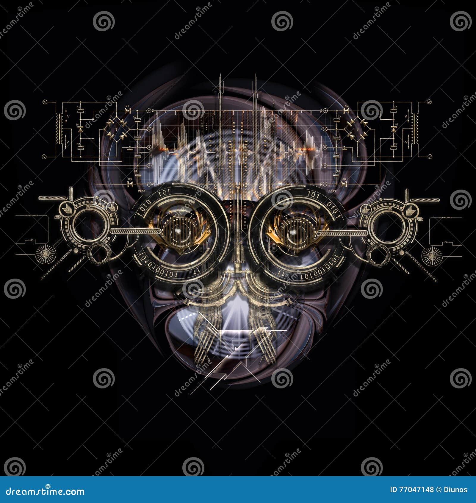 Futuristic Cyborg Face, 3D Illustration Stock Photography ...