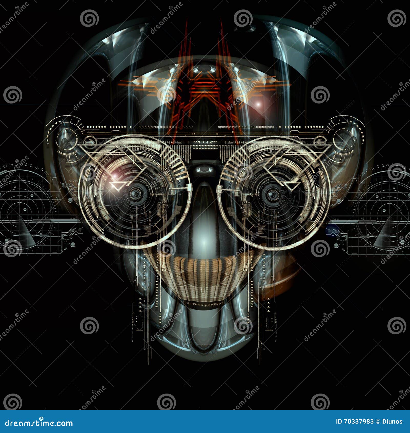 Futuristic cyborg face stock illustration. Illustration of science ...