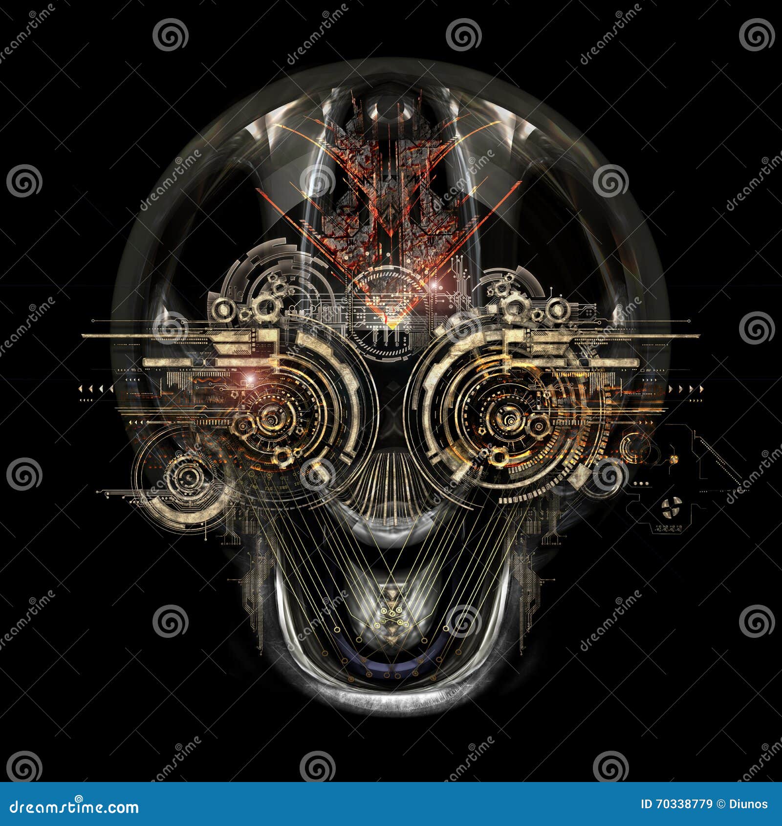 Futuristic cyborg face stock illustration. Illustration of engineering ...