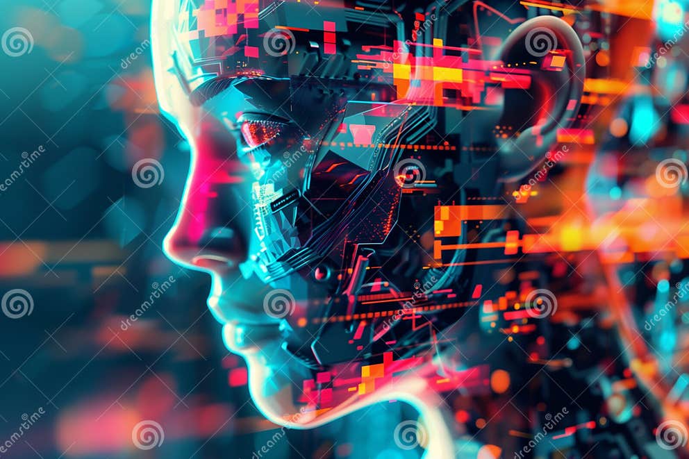 Futuristic Cyborg with Glowing Circuits. Artist Creativity and ...