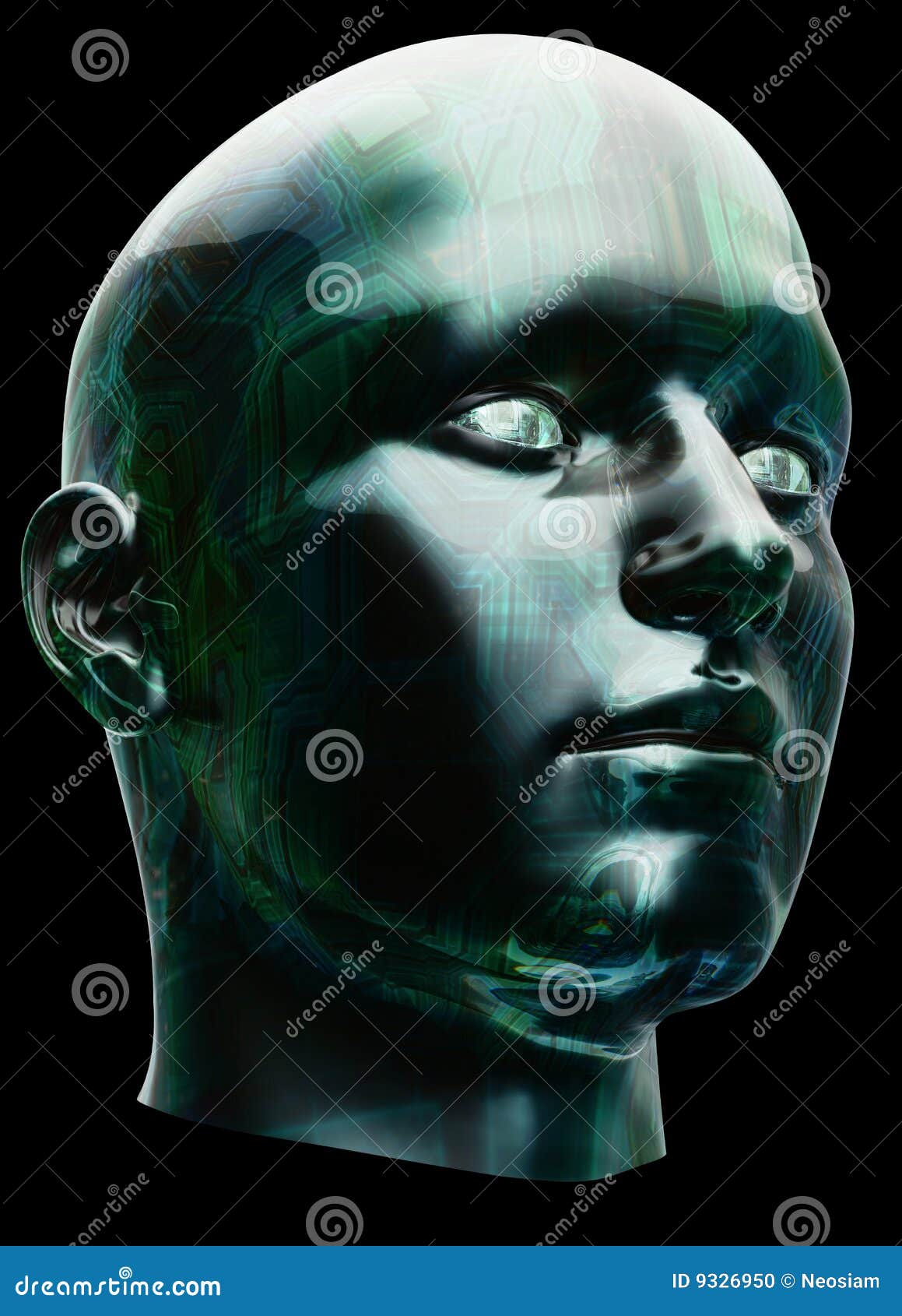 Futuristic Cyborg Head stock illustration. Illustration of digitally ...