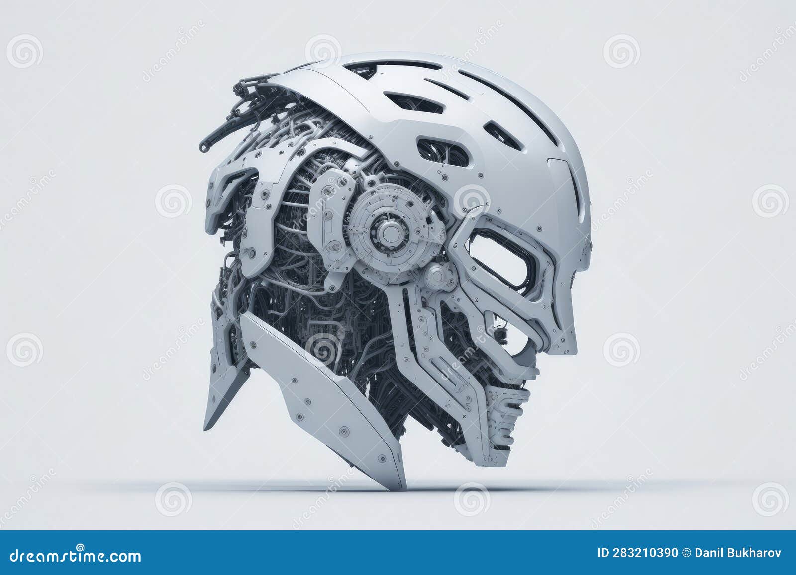 Futuristic Cyborg Head Side View. 3D Rendering Stock Illustration ...