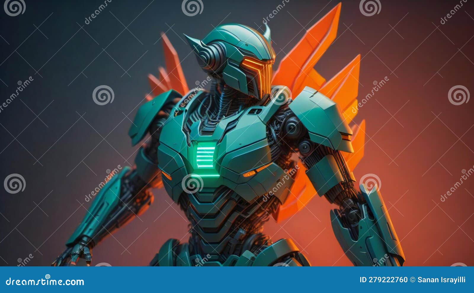 A Futuristic Cyborg Robot in a Dark Background. Generative Ai Stock ...