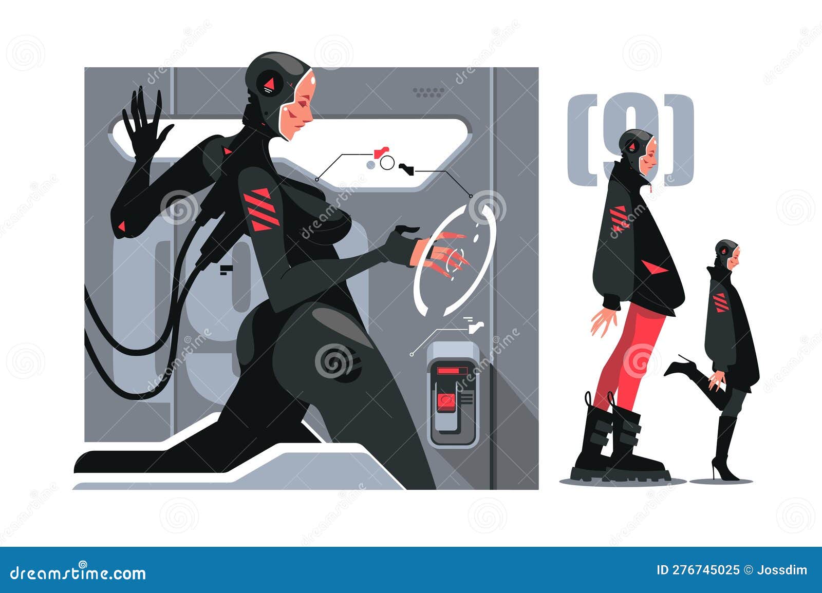 Posthuman Futuristic Female Cyborg With Artificial Body Modifications ...