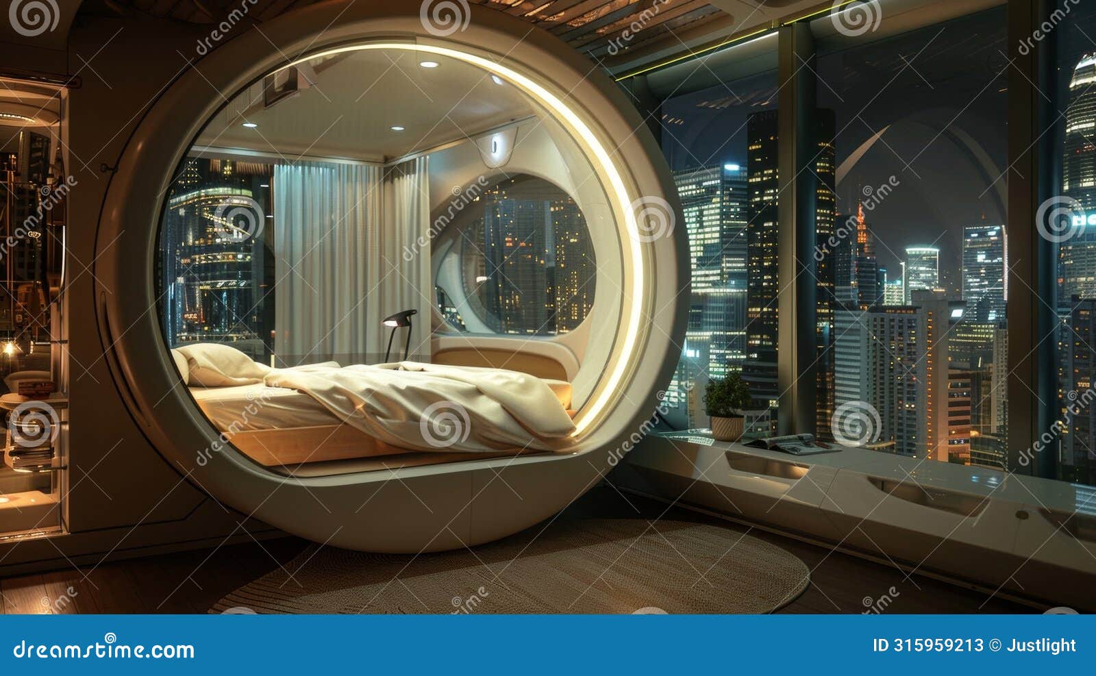 A Futuristic Cylindrical Capsule with Large Windows Offering a Unique ...