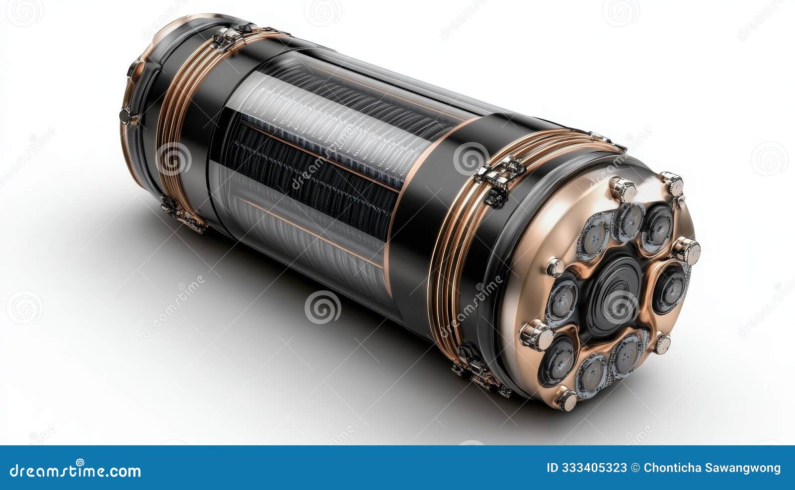 Futuristic Cylindrical Device with Sleek Design, Featuring Metallic ...