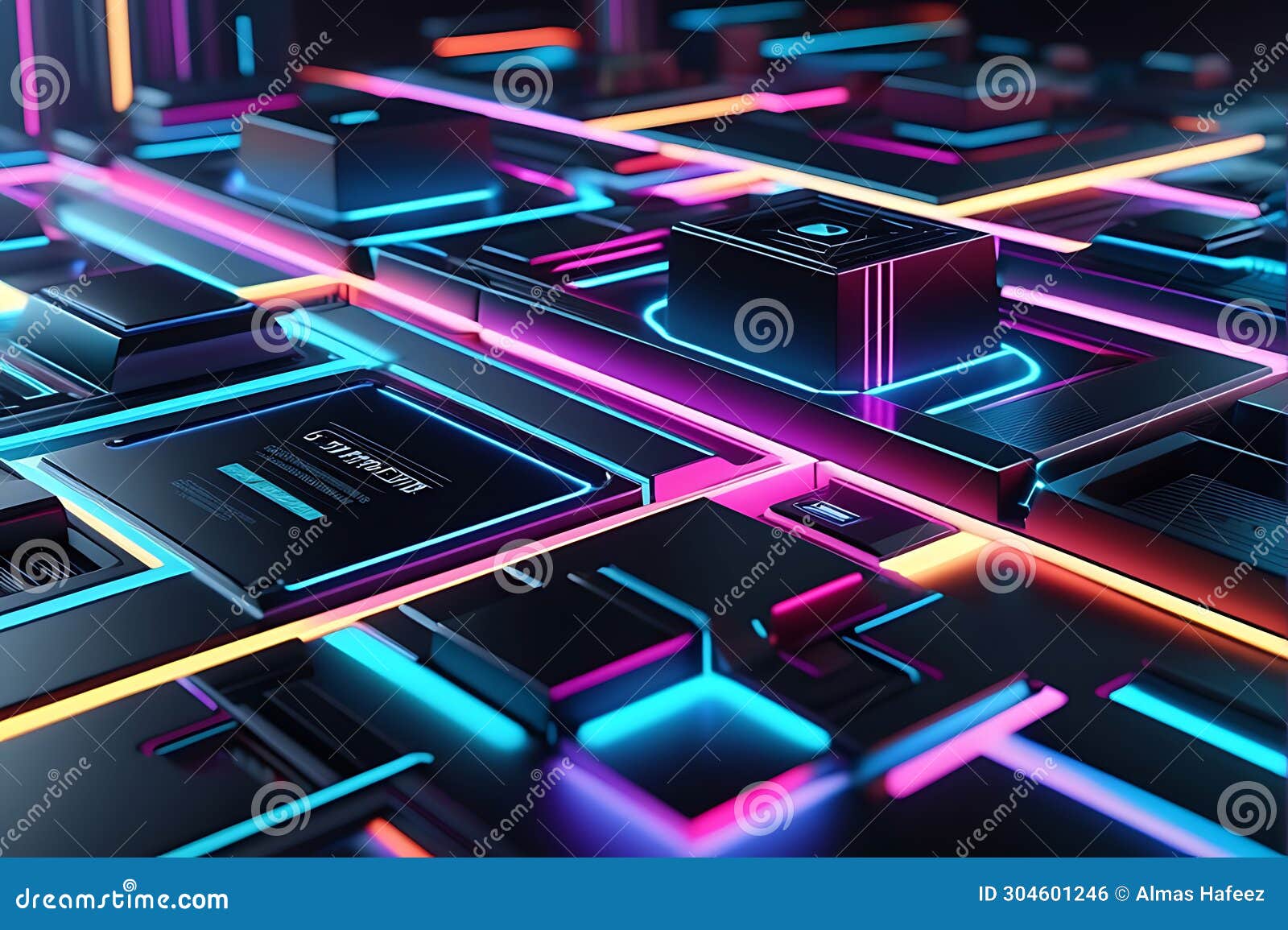 Futuristic 3D Abstract Background with High-End Technology Themes ...