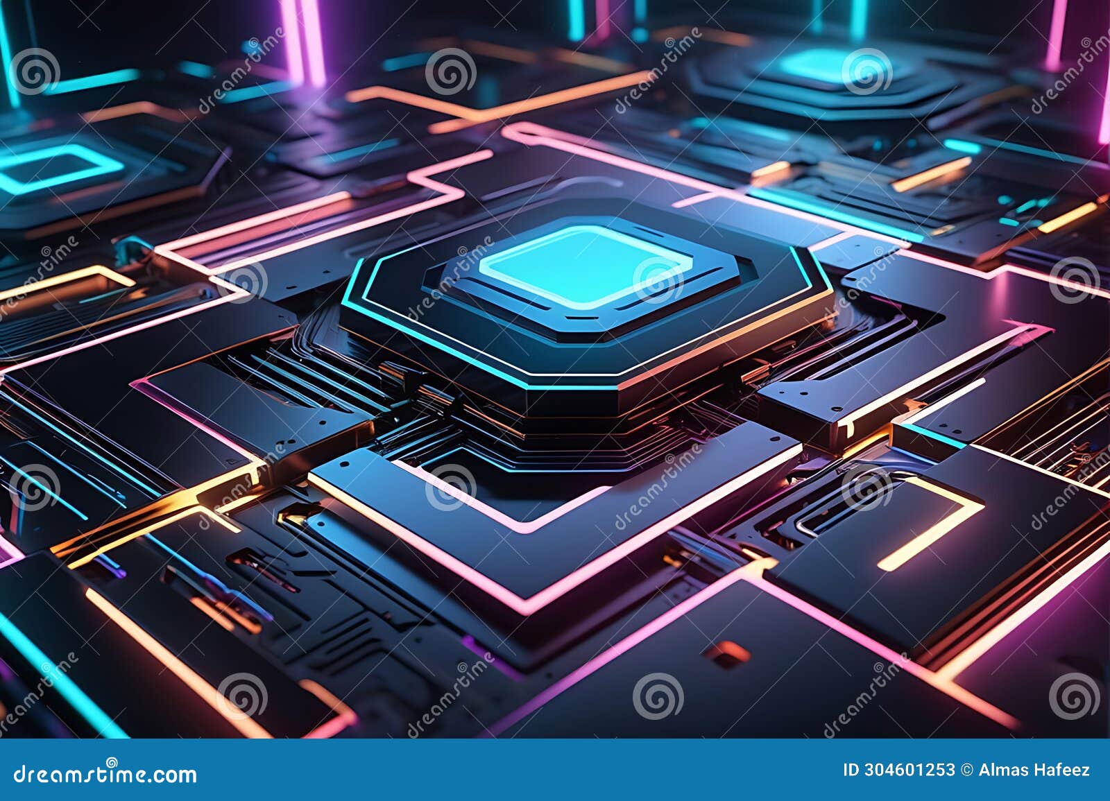 Futuristic 3D Abstract Background with High-End Technology Themes ...