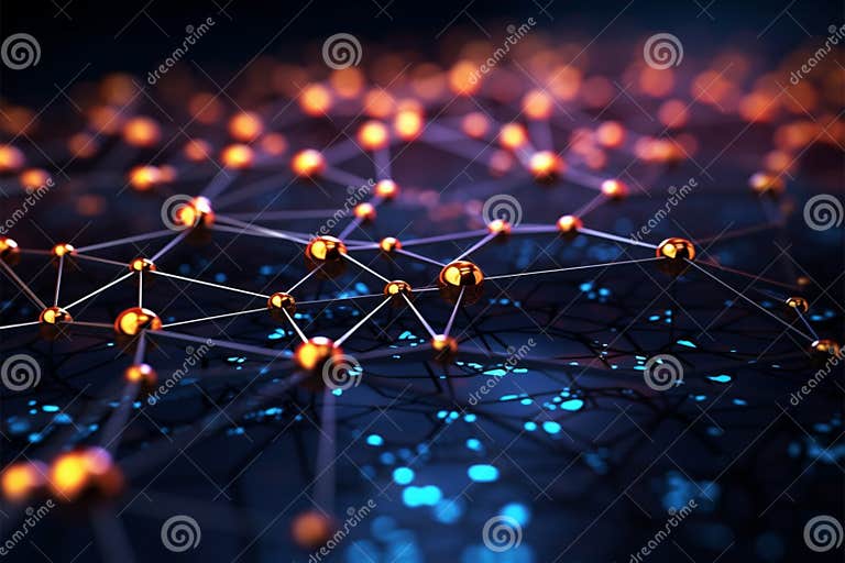 Futuristic 3d Abstraction Cyber Data Flow Network Connection Blockchain Concept Stock