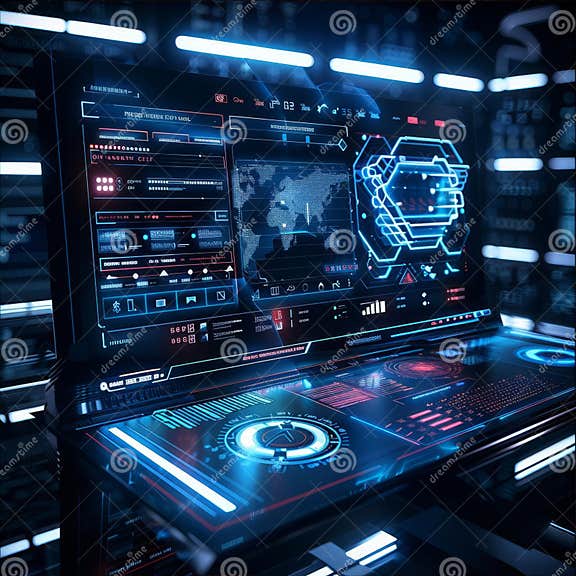 10 Futuristic 3D Holographic Display with Digital User Interface Elements Stock Image - Image of ...