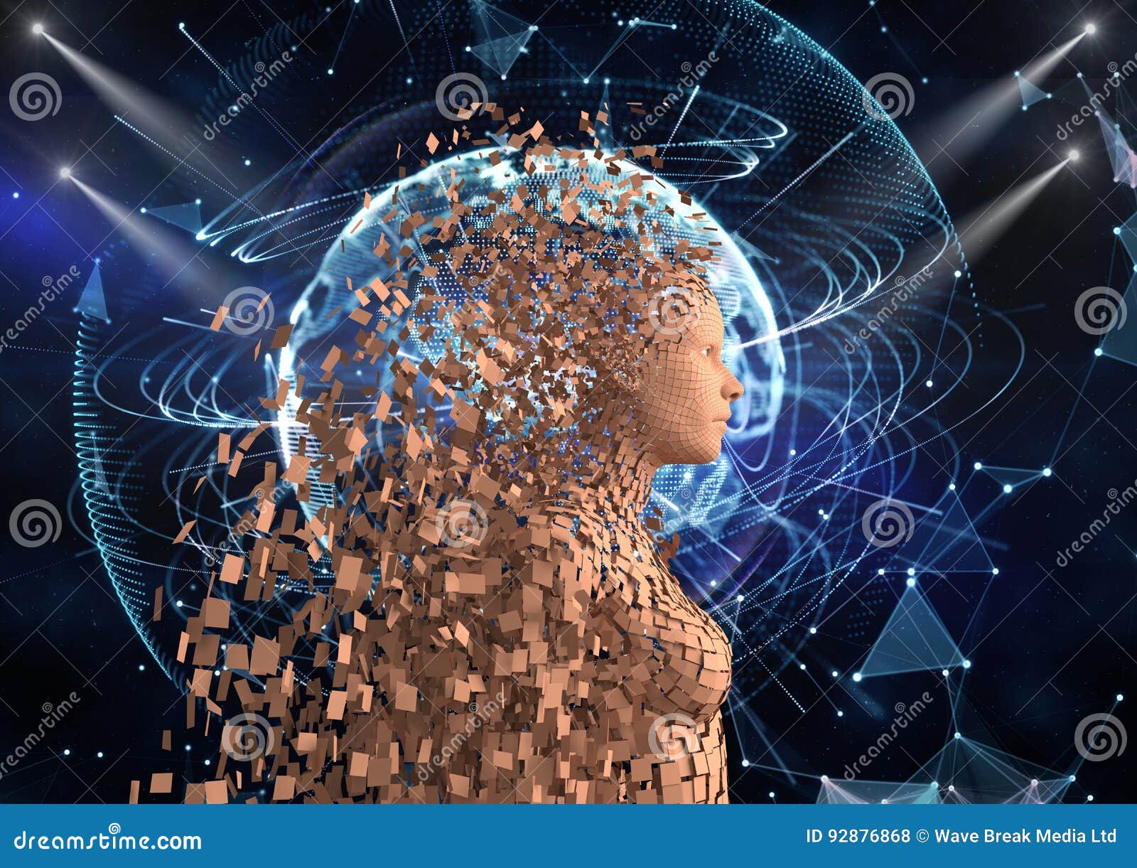 Futuristic 3d Human Figure Over Abstract Background Stock Photo - Image ...