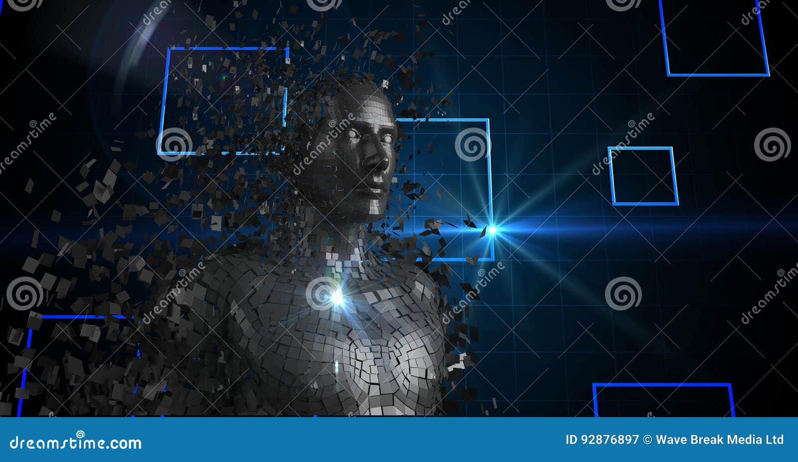 Futuristic 3d Human Over Abstract Background Stock Image - Image of ...