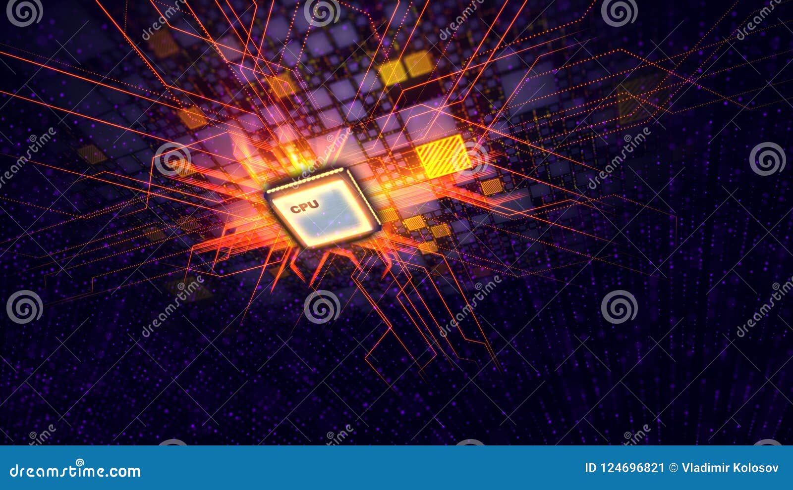 Micro CPU Shapes a Window in Black Future Stock Illustration ...
