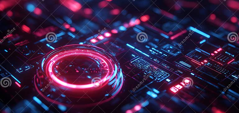 Futuristic 3D Interface with Vibrant Neon Colors and Complex Patterns ...