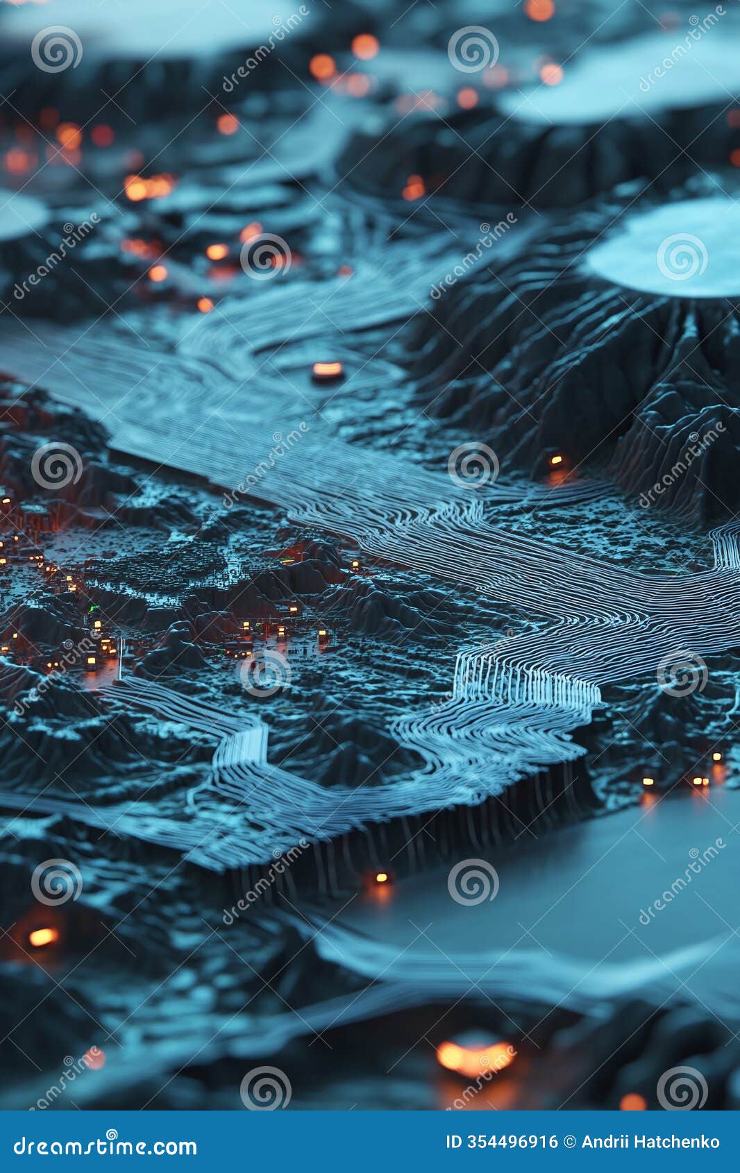 A Futuristic 3D Map Showing Global Energy Distribution and Network ...