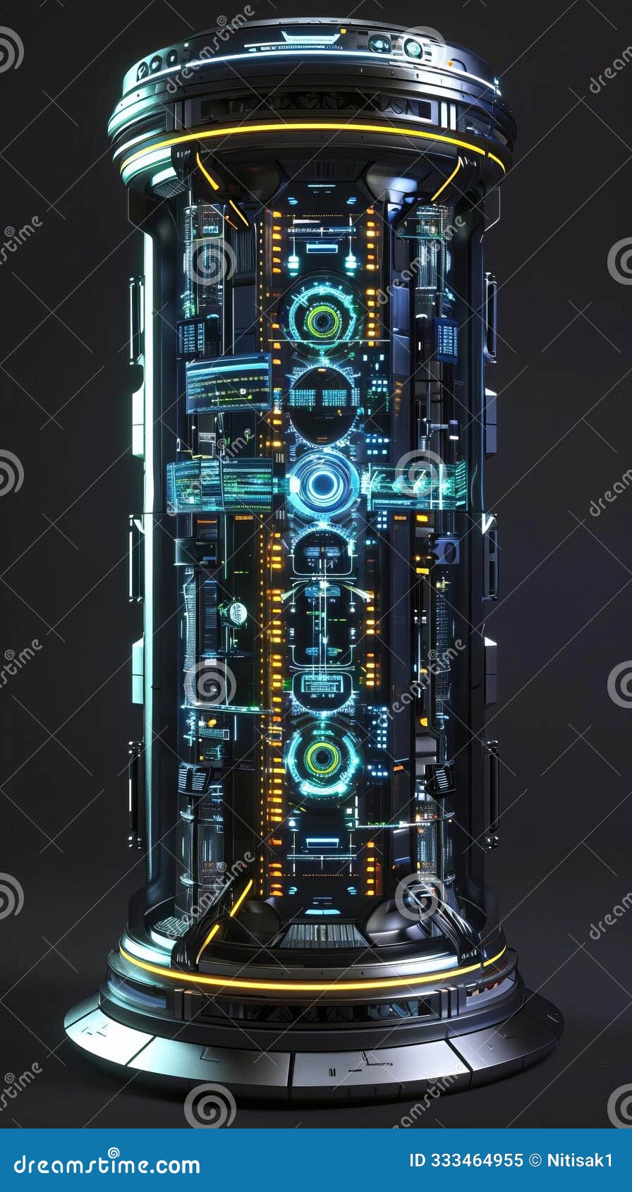 Futuristic 3D Model of an AIpowered Data Analysis Engine with ...