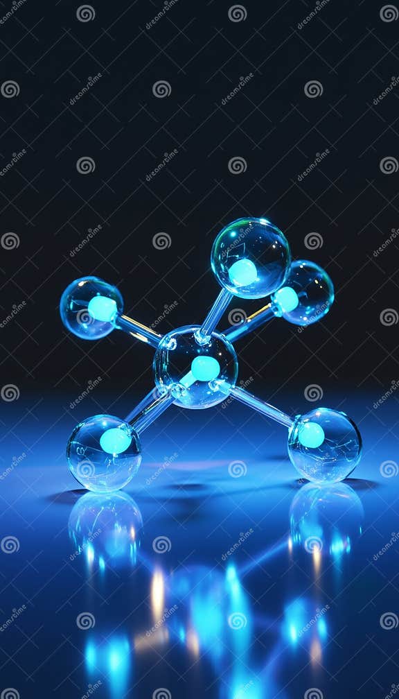 Futuristic 3d Molecular Model with Glowing Atomic Connections on a ...