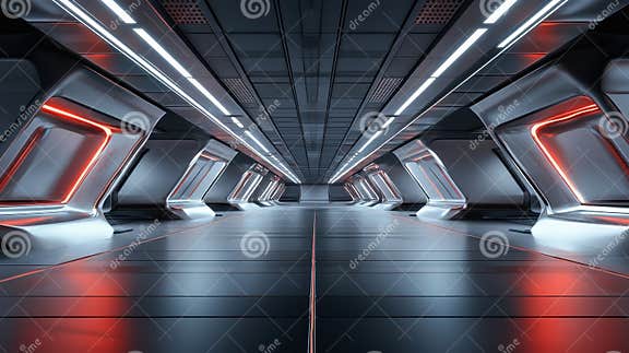 Futuristic 3D Open Space in a Dynamic Platform Stock Illustration ...