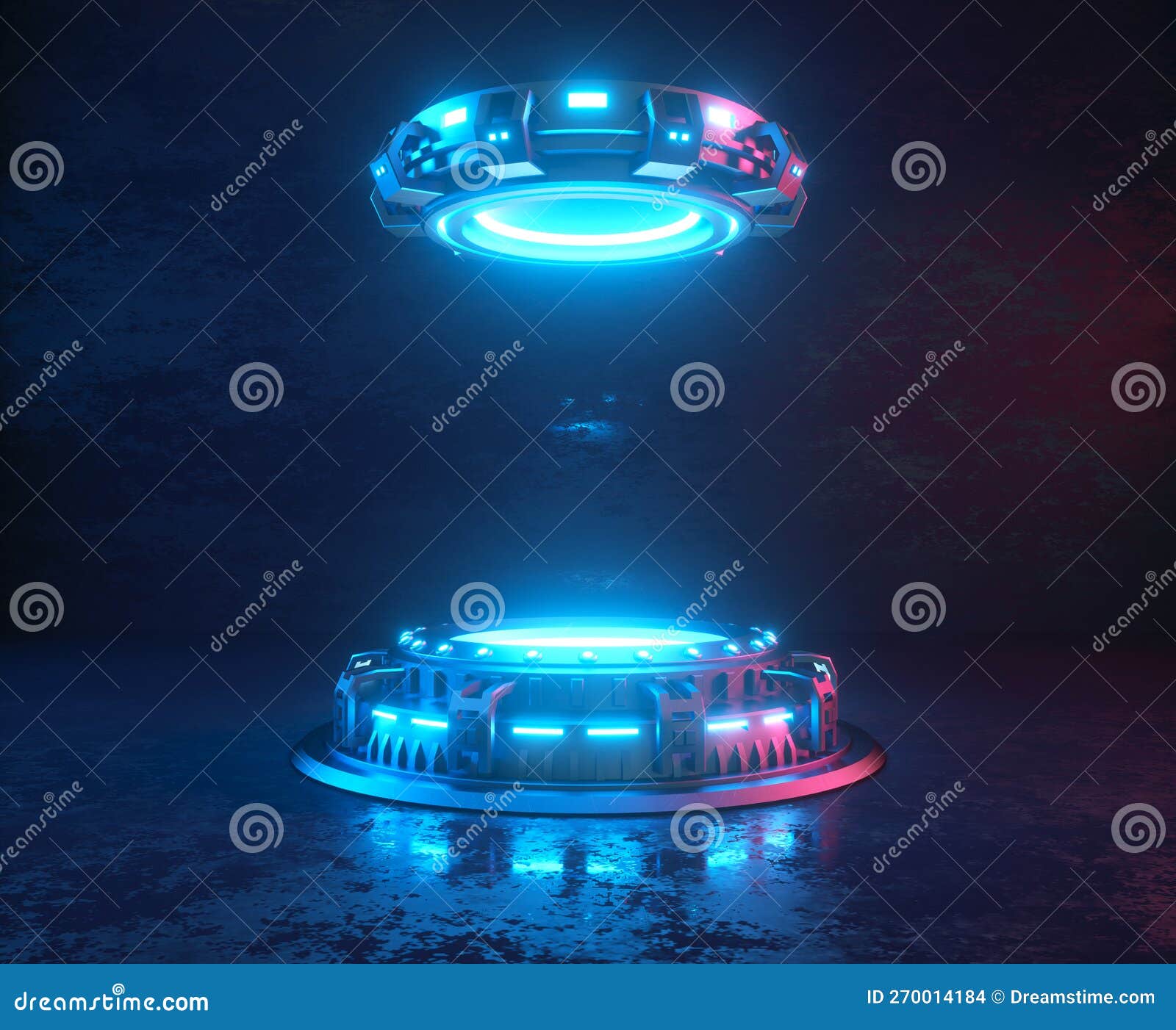 Cyber Platforms with Glowing Neon Lights. Stock Illustration ...