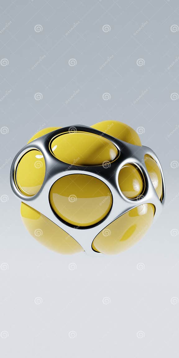 Futuristic 3d Rendering Abstract Ball, Yellow Spherical Plastic Orb ...