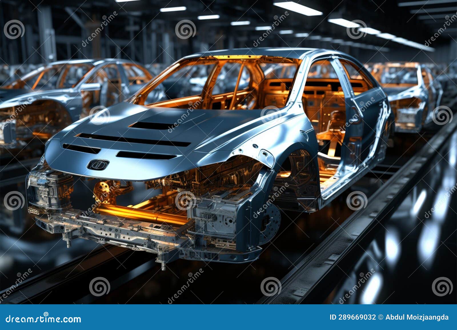 Futuristic 3D Rendering Robot Assembly Line Automating Car Factory ... Futuristic 3D Rendering Robot Assembly Line Automating Car Factory ...