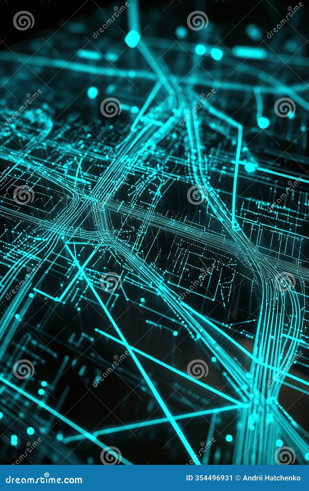 A Futuristic 3D Satellite Map with Glowing GIS Spatial Network Overlays ...