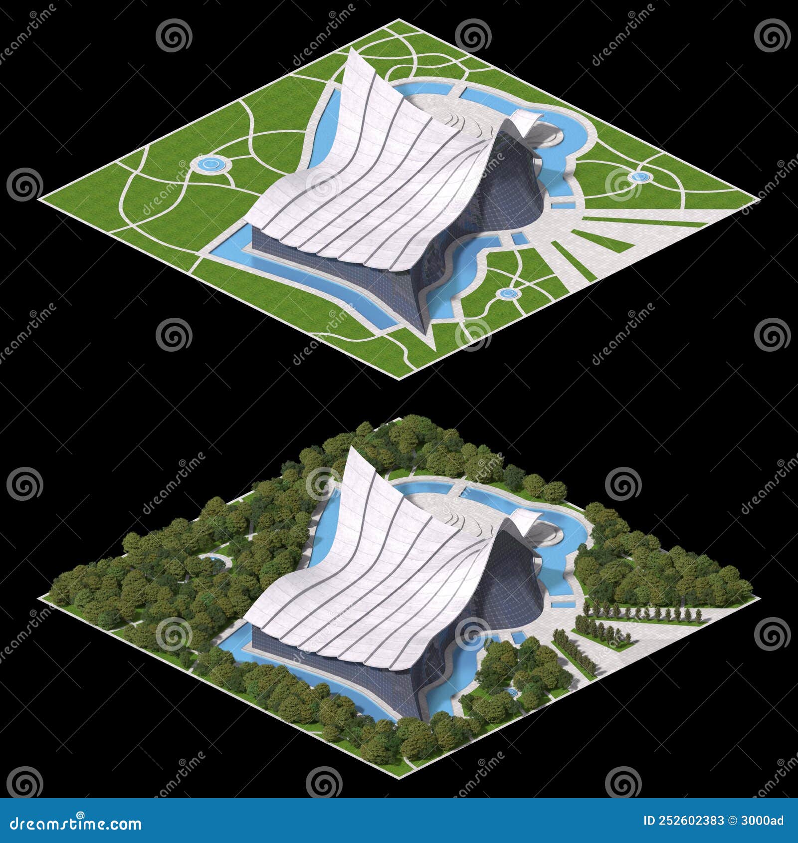 Futuristic 3D Tiled Game Architecture Stock Illustration - Illustration ...