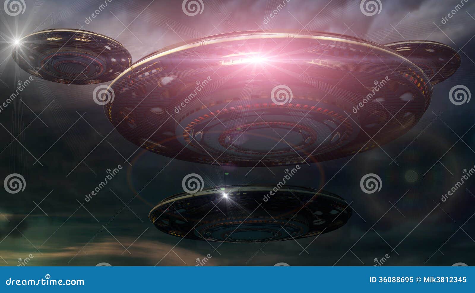Futuristic 3d UFO stock illustration. Illustration of water - 36088695